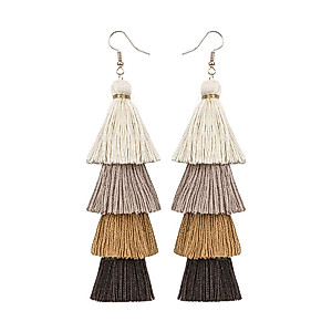 Milakoo 9 Pairs Colorful Tassel Earrings Long Layered Dangle Earrings Bohemian Drop Earrings