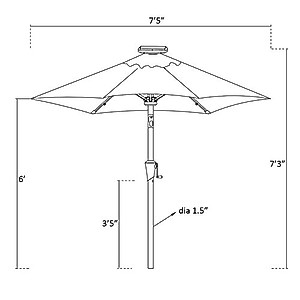 C-Hopetree 7.5 ft Outdoor Patio Market Table Umbrella with Solar LED Lights and Tilt, Aqua Blue