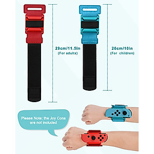 Wiilkac Upgrade Wrist Bands for Just-Dance 2024/2023/ 2022/2021/2020 Switch, Two Size Comfortable Adjustable Elastic Dance Strap for Switch Joystick Controller, 2 Pack(Red+Blue)