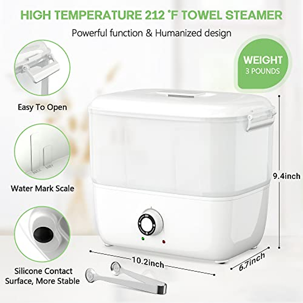 RyJaune 5L Capacity Hot Towel Steamer with Time Setting, White Towel Warmer Holds 15 Towels, Quick Heating Steam Towel Warmer for Home, Salon and Spa…