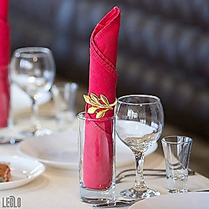 20Pcs Gold Napkin Rings Set - Leaf Napkin Rings for Wedding Decorations Napkins Rings Fiesta Dinner Napkins Gold Fall Napkin Rings - Metal Napkin Holders for Cloth Napkins Autumn Easter Napkin Rings