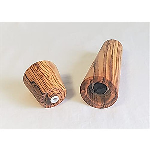 Olive Wood Mills with a Ceramic Mechanism, Grinder (Salt, Pepper, Coffee, Dried Herbs and Many Spices), Beige, 9x6.5 INCH