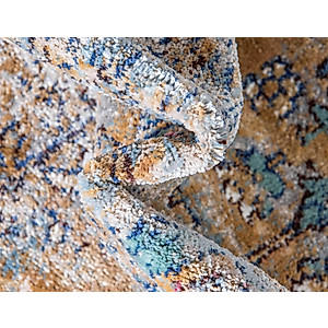 Unique Loom Augustus Collection Rustic Traditional, Bohemian Area Rug, 3' 3" x 5' 3", Tan/Blue