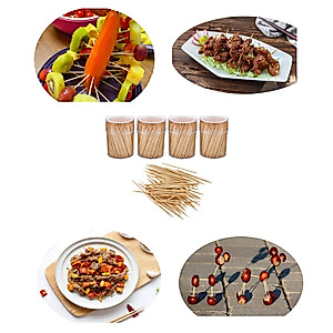 Gmark Bamboo Wooden Toothpicks 1600 Pieces Wood Round Toothpicks in Plastic Storage Holder| Sturdy Double Sided for Party, Olive, Fruit, Teeth Cleaning Toothpicks (4 Packs of 400pc) GM1102