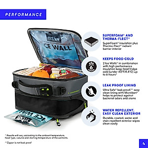 Arctic Zone Titan Deep Freeze Fridge Cold Expandable Insulated Horizontal Lunch Pack with 2X 250g High Performance Ice Walls, Grey