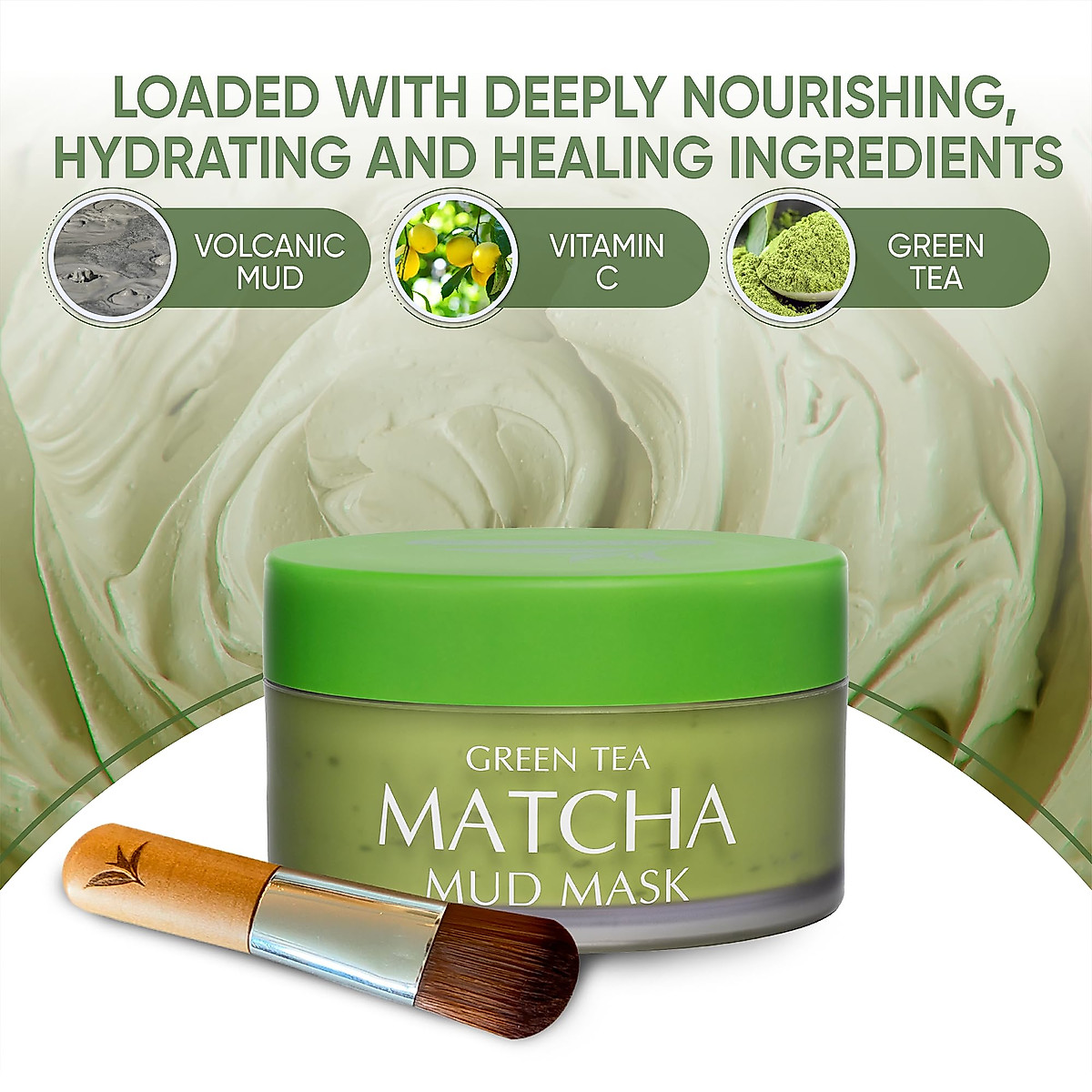 Green Tea Matcha Facial Mud Mask, Removes Blackheads, Reduces Wrinkles, Nourishing, Moisturizing, Improves Overall Complexion, Best Antioxidant, Younger Looking Skin, All Skin Face Types