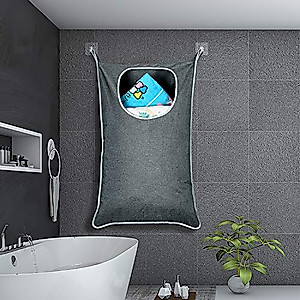 KINGSUSLAY Hanging Laundry Hamper, Over The Door Laundry Hamper and Hanging Laundry Bag, Extra Large Space Saving Hanging Hamper with 2 Types Hooks (35x 22Inch, Heather Grey)