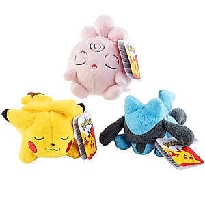 Pokemon 5" Sleeping Pikachu, Riolu & Igglypuff Plush 3-Pack - Officially Licensed - Quality & Soft Collectible Stuffed Animal Toy - Great Gift for Kids, Boys, Girls - Set of 3