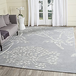SAFAVIEH Bella Collection 8' x 10' Light Blue/Ivory BEL131A Handmade Premium Wool & Viscose Area Rug