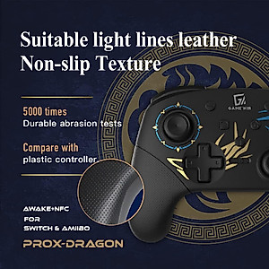 GAME'NIR DRAGON PATTERN Wireless Switch Controller Support NFC Amiibo, Ergonomic Switch Pro Controller for Switch/Switch Lite/Switch OLED with Dual Motor, Gyro Axis, Turbo Function, 5 Level Vibration