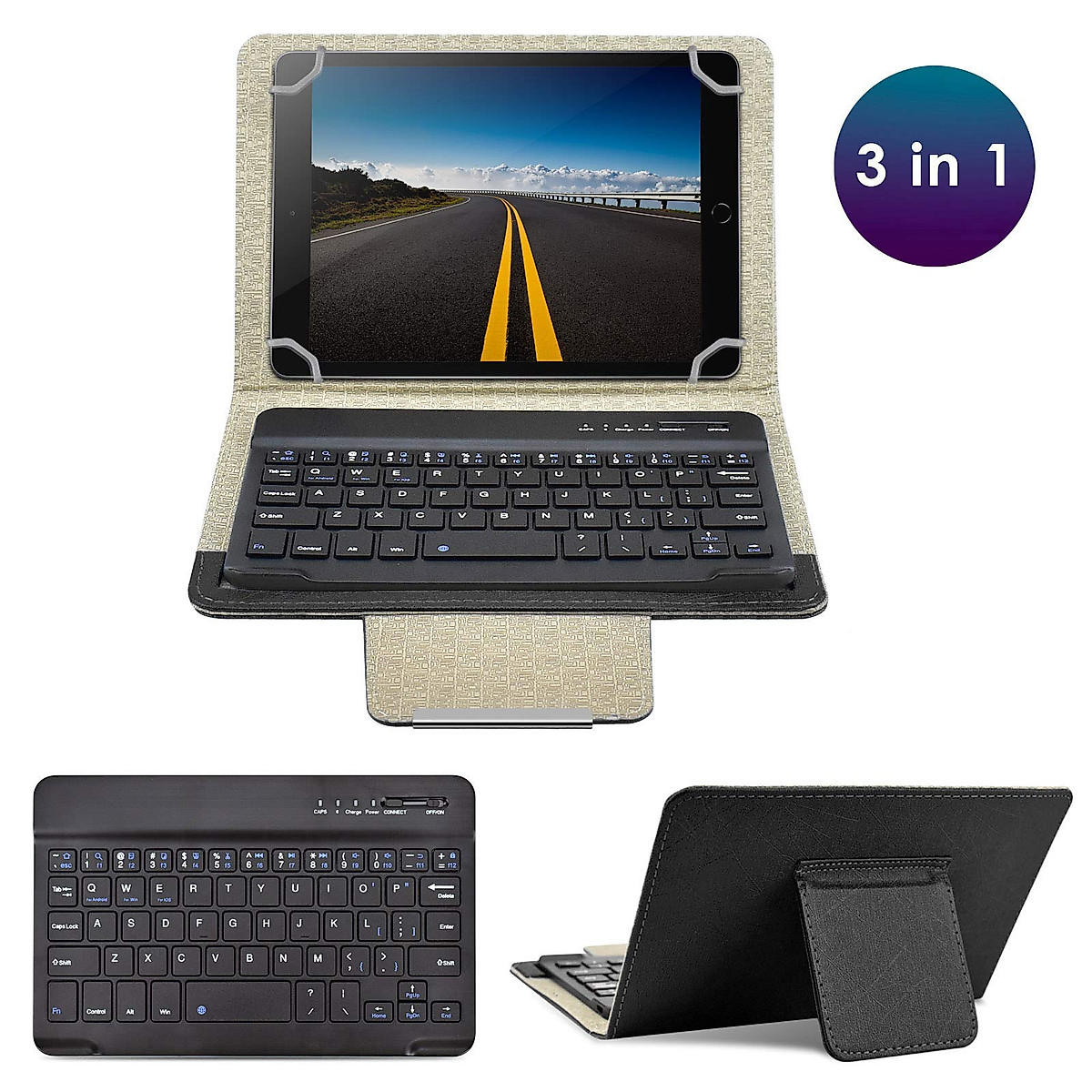 DETUOSI Universal 7.0 inch Android Tablet Case with Keyboard, Removable Wireless Bluetooth Keyboard + PU Leather Folio Book Cover + Stand, Travel Portable Sleeve for iOS/Android/Windows System Tablet
