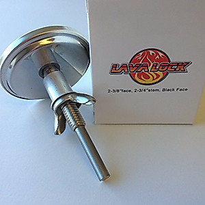 LavaLock® BBQ Temperature Gauge Charcoal Grill Pit Thermometer Fahrenheit Black Smoker Barbeque 2-3/8 face