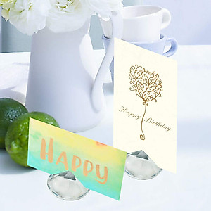 Aulufft 24 Pack Diamond Card Holder Table Number Holder Place Card Holders Acrylic Crystal Diamond Tabletop Card Stands for Party Weddings Table Decoration Clear