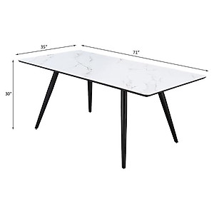 Acme Caspian Faux Marble Dining Table with Metal Base in White and Black