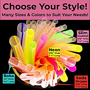 Durable, Reusable 7.75in Clear Cocktail Straws 100pk. Individually Wrapped for Germ Protection and Easy Serving. BPA-Free Straw Makes a Great Drink Sipper or Swizzle Stirrer for Mixed Drinks!