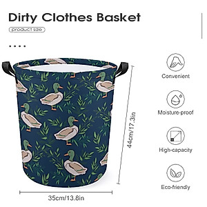 KiuLoam Cute Farm Animal Mallard Duck Laundry Baskets, Large Storage Basket Collapsible Organizer Bin Laundry Hamper for Nursery Clothes Toys
