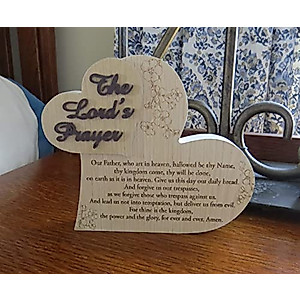 UNIDECO Wooden Heart Décor Wall - 7.0 Inch The Lords Prayer Wall Art - Wood Heart Shaped Decoration for Home - Hanging Art Living Room Accent Shelve - Decorative Religious Praying Rustic Kitchen