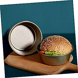 BAFAFA 2pcs Burger Mold Molde Para Pastel Pizza Oven for Home Toaster Oven Pans Round Cake Tin Steel Baking Pan Loaf Tin Ovenware Mold DIY Mold Meatloaf Breads Molds Golden Household Tray Pan