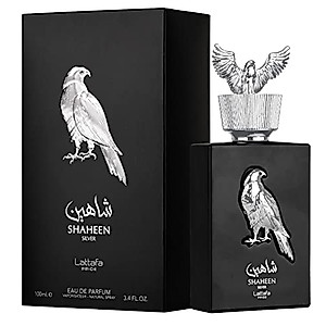 Shaheen Silver By Lattafa Pride Edp - Eau De Parfum 100ml(3.4 Oz) | Cassis, Bergamot, Rose, Patchouli, Musk, Oakmoss, Amber | By Lattafa Perfumes