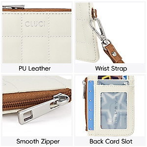 CLUCI Small Quilted Coin Purse Leather RFID Blocking Card Holder Slim Wristlet Wallets for Women Zipper Pocket