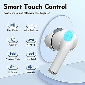 True Wireless Earbuds with Microphones, Pianogic A2 in-Ear Bluetooth Headphones, IPX6 Waterproof, Long Playtime, TWS Stereo Earphones Noise Cancelling Headset for Sport Home Office Pink