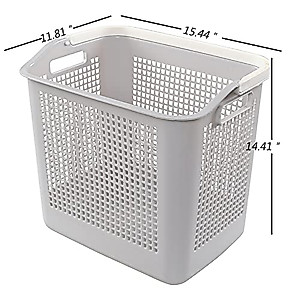 Asking 4-Pack 35 L Plastic Laundry Baskets, Gray Clothes Basket with Handle