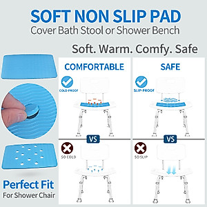 Narrow Shower Bench Cushion -Waterproof Non Slip Soft Pad for Bath Chair Stool, Stickable Padded Shower Seat, Bathroom Bathtub Mat Dry Quickly