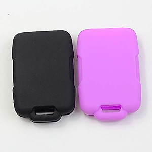Btopars 2Pcs Rubber 4 Buttons Smart Key Fob Cover Case Protector Keyless Compatible with Chevrolet Chevy GMC 2014 2015 2016 2017 2018 2019 Silverado Sierra 2020 2021 Colorado Canyon Black Purple