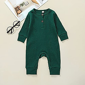 niceclould Newborn Baby Boy Girl Knitted Romper Solid Long Sleeve One Piece Jumpsuit Bodysuit Playsuit Fall Winter Clothes (B-Green, 0-3 Months)