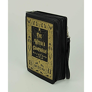 Things2Die4 Black and Gold Witch's Companion Book Crossbody Purse