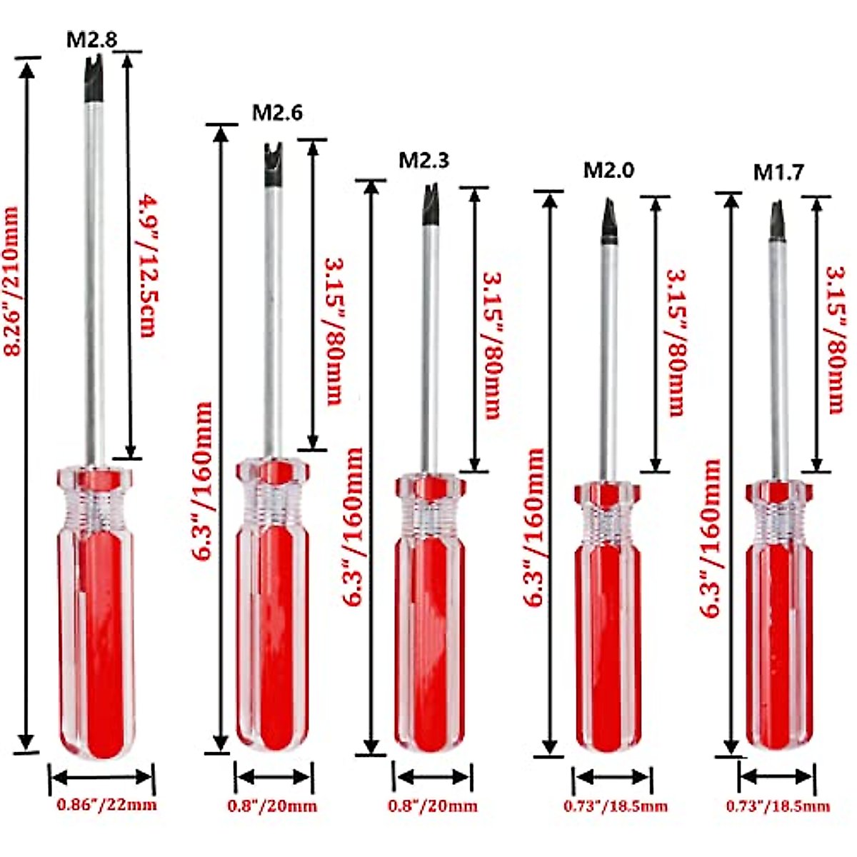 Rannb Spanner Screwdriver Set with Magnetic Tip 5 Size M1.7 M2.0 M2.3 M2.6 and M2.8