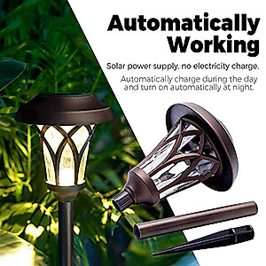 GIGALUMI Solar Pathway Lights 6 Pack, Solar Landscape Lights Warm White, Super Bright High Lumen Waterproof Metal Automatic Solar Yard Lights for Path, Garden, Lawn, Patio and Walkway