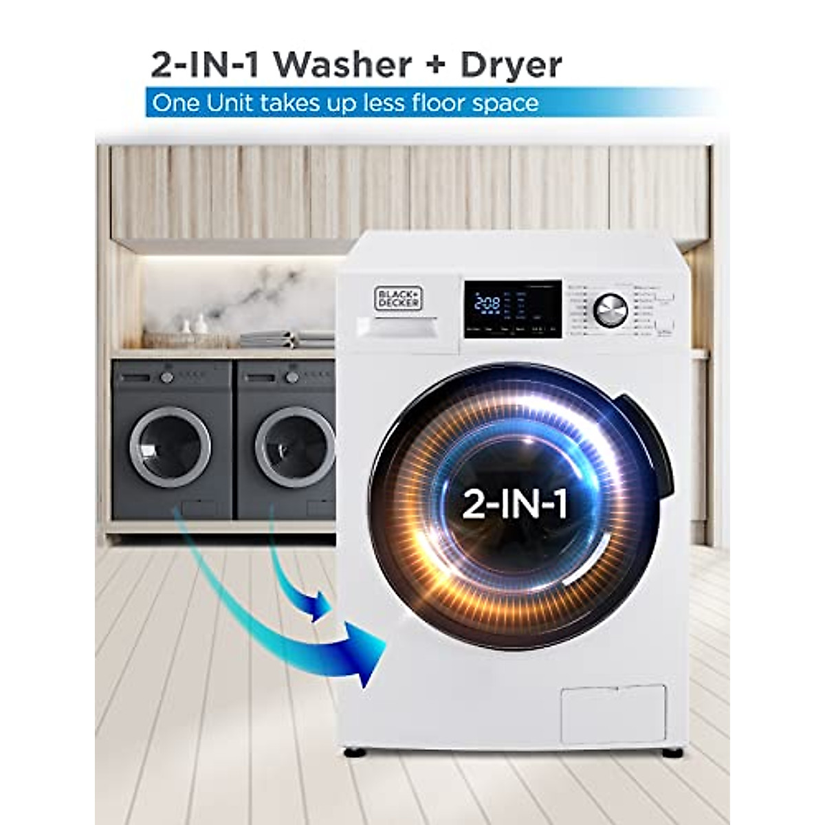 BLACK+DECKER Washer and Dryer Combo, 2.7 Cu. Ft. All In One Washer and Dryer with LED Display & 16 Cycles