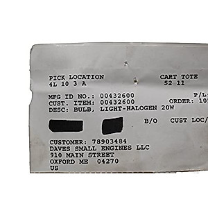 Ariens 00432600 Snow Blower Halogen Light Bulb