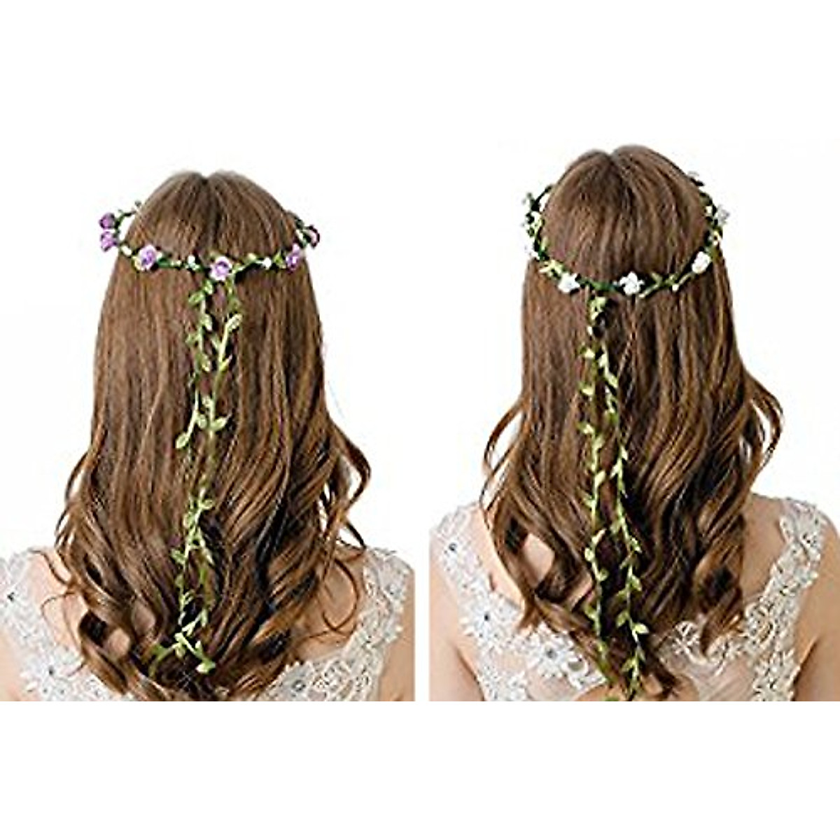 Kaptin 10 Pack Multicolor Flower Crown Headband, Women Girl Fashion Floral Crown Garland Headbands for Festival Celebration Wedding Party, Without anchor strap (10pcs)