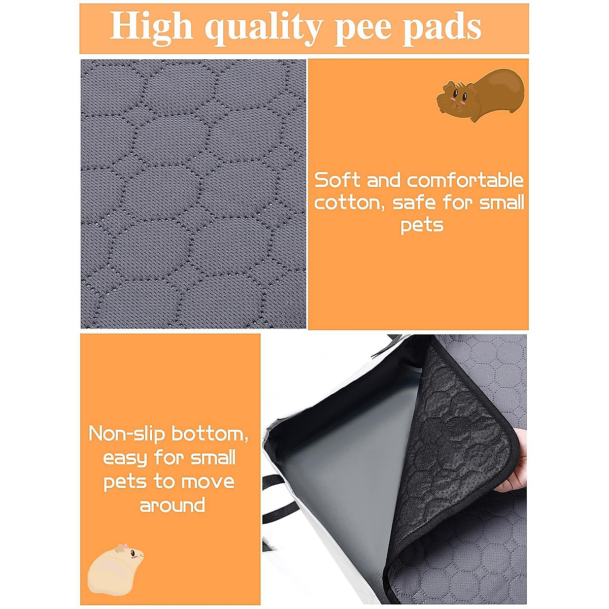 Guinea Pig Cage Liner for 2x4 C&C Cage, Waterproof Guinea Pig Cage Tarp with No Slip Pee Pad, Super Absorbent for Hamster Rabbit Small Pet