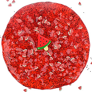 Tonlead Watermelon Crystal Clear Slime with Glitters, 7oz Soft Jelly Slime Non Sticky Premade Clear Crystal Slime for Girls Boys, DIY Cotton Mud Bubble Slime Stretchy Putty Kids Birthday (Red)