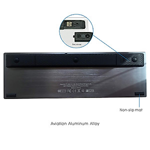 Rii (Newest Version) K12+ Mini Wireless Keyboard with Touchpad Mouse, Stainless Steel Portable Wireless Keyboard with USB Receiver for MacBook/iPad/Tablet/PC/Laptop/Smart TV/Raspberry Pi - Black