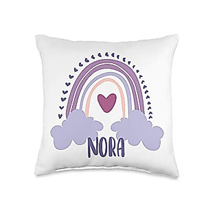 Cute Rainbow Name Designs Nora Personalized Custom Name Rainbow Cute Colorful Throw Pillow, 16x16, Multicolor