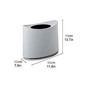 ZHANGJINYISHOP2016 Trash Garbage Can Double-Layer Trash Can, 10L Plastic Fashion Office Waste Paper Basket with Sturdy Plastic Liner, Oval Shape Trash Can Waste Bin (Color : White)