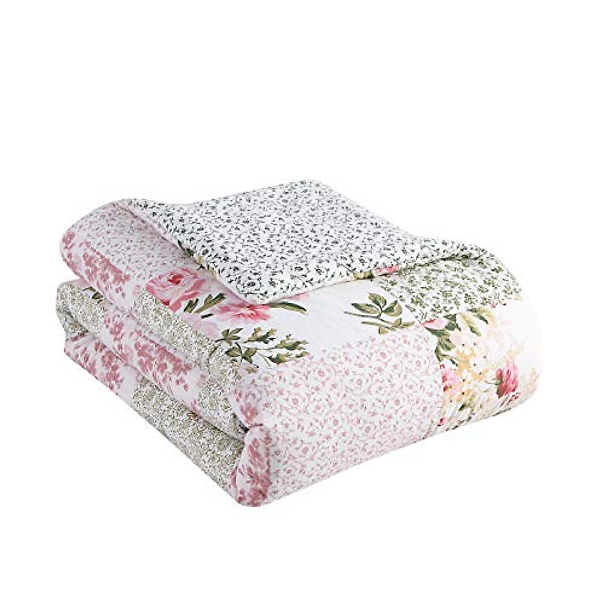 Laura Ashley Home - King Comforter Set, Reversible Cotton Bedding, Includes Matching Shams with Bonus Euro Shams & Throw Pillows (Ailyn Pink, King)