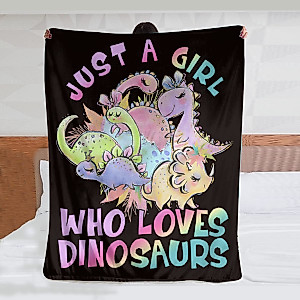 Just A Girl Who Loves Dinosaurs Blanket Cute Dinosaurs Decor Throw Blanket Gifts for Girls Super Warm Soft Plush Lightweight Fleece Flannel Blanket Winter Bedding Blanket for Kids Adults Women 40"x50"