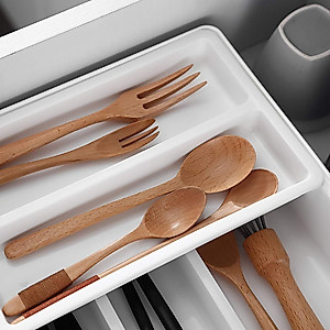 Storage rack plastic cutlery tray for separating kitchen drawers, 31.2×23.9×6.6cm