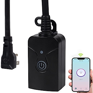 Outdoor Smart WiFi Plug Outlet, HBN Heavy Duty Wi-Fi Timer with One Grounded Outlet, Wireless Remote Control by App Compatible with Alexa and Google Home Assistant 2.4 GHz only, ETL Listed (1 Pack)