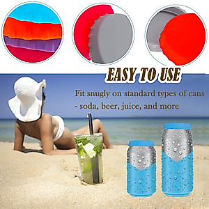 Soda Can Lids Set of 12, Silicone Soda Can Covers Lids, Reusable Colorful Drink Cans Protector, 2.1 Inch Spill-proof Dust-proof Soda Lid, Food Grade Can Cover, for Coke Beer Energy Drink