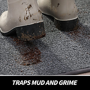 LINLA Indoor Doormat-Super Absorbs Mud Mat, Washable Non-Slip Clean Door Carpet for Outside Front Door Inside Dirt Trapper Mats Shoes Scraper, 30x18 Inches Gray