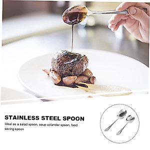 Luxshiny 2pcs Stainless Steel Kitchen Utensil Set Espresso Coffee Stirrer Espresso Spoon Buffet Serving Set Stainless Serving Spoon Big Rice Spoon Salad Spoon Western Food Serving Spoon Mix