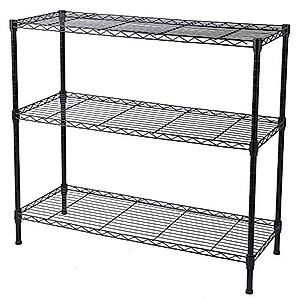 SoSo-BanTian1989 Metal Standing Shelf Units, 36" W x 14" D x 32" H Expandable/Adjustable Steel Wire Shelving Large Storage Rack Organizer (3-Tiers, Black)