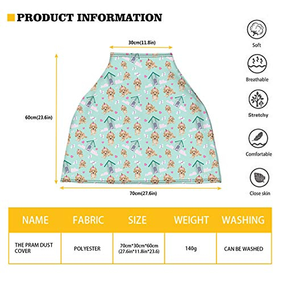 Belidome Brown Cow Print Infant Stroller Cover Durable Stretch Soft Pram Dust Protector