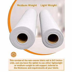 PLANTIONAL Light Weight White Iron-On Non-Woven Fusible Interfacing: 16.5" x 30yd Light Weight Non-Woven Interfacing Iron On Polyester Single-Sided Interfacing for DIY Crafts Supplies
